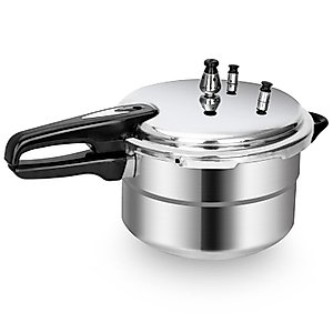 Fulgutonit 5.3 Quart Pressure Cooker, 10 Psi Induction Compatible Pressure Canner, Heavy Gauge Anodized Aluminum, Canning Rack Included