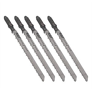 Jigsaw Blades MASO 5 PCS T101BR T-Shank Jig Saw Blade Universal Jig Blade Assortment For Cutting Metal Wood PVC and More - fit Bosch, Dewalt, Hitachi, Makita, Festool etc