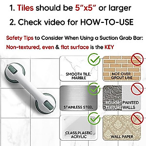 Suction Grab Bars for Shower Heavy-Duty (2Pack)12-Inch ADA Shower Handles for Elderly Suction Shower Grab Bars for Seniors Handicap Safety Handrail for Bathtubs Showers Elderly Assistance Product