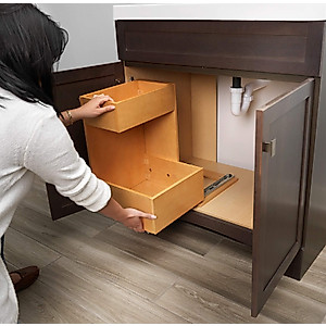 Homewerks RIPVANSHELF2 Slide Out Storage Cabinet Under Sink Organizer, 19 Inch 2 Tier, Dark Brown