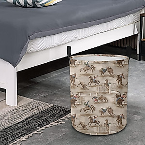 Laundry Basket Rustic Western Cowgirl Cowboy Rodeo Laundry Hamper Foldable Storage Basket for Bathroom Room Home Decor