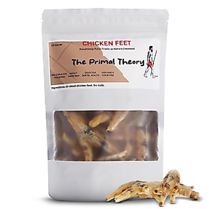 The Primal Theory Chicken Feet Dog Treats - Single-Ingredient Dehydrated Chicken Feet for Dogs - Natural Dog Chews - No Nails, No Additives, High Protein Dried Chicken Feet for Dogs