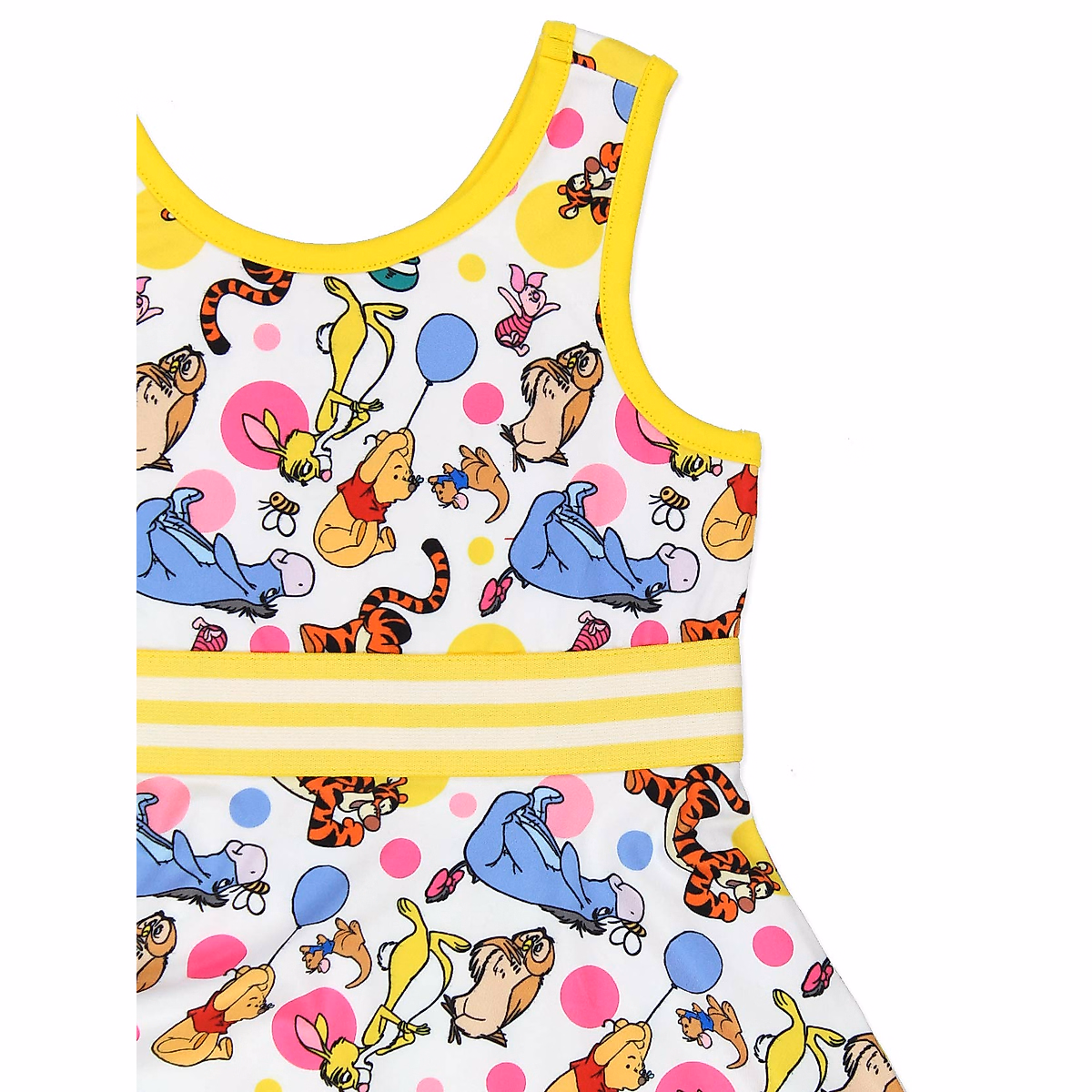 Winnie The Pooh Baby Toddler Girls Fit and Flare Ultra Soft Dress (18 Months, White/Yellow)