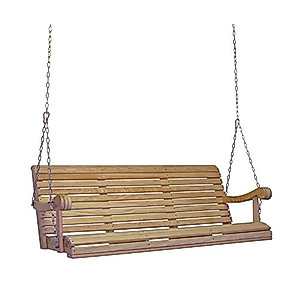 Ecommersify Inc 5 Ft Feet Roll Back Scandinavian Style Grandpa Porch Swing from High end Hand Selected Rot-Resistant Cypress Wood with Stainless Steel Hardware - Chains Included