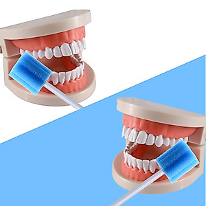 BVN Oral Care Swabs, 100 Pcs Disposable Mouth Cleaning Spong Swabs. (Blue-100pcs)