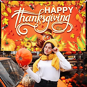 KatchOn, Happy Thanksgiving Banner - XtraLarge, 72x44 Inch | Happy Thanksgiving Backdrop, Thanksgiving Decorations Banner | Thanksgiving Party Decorations, Fall Decorations | Thanksgiving Wall Banner
