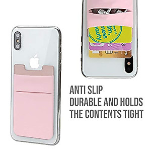 SS 3 Pack Adhesive Phone Card Holder, Stretchy Credit Card Stick on Wallet Pocket Sleeve Suitable for iPhone, Samsung, Most Android Smart Phones (Black Gray Pink)