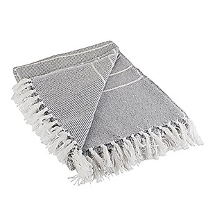DII Rustic Farmhouse Thin Stripe Woven Throw, 50x60, Gray