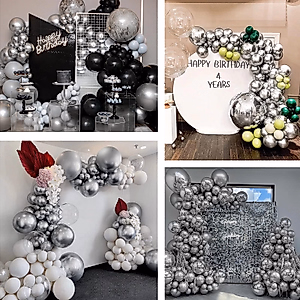 FOTIOMRG 120pcs 5 inch Metallic Silver Balloons, Small Chrome Silver Latex Party Balloons Helium Quality for Birthday Graduation Baby Shower Disco Wedding Party Decorations (with Silver Ribbon)