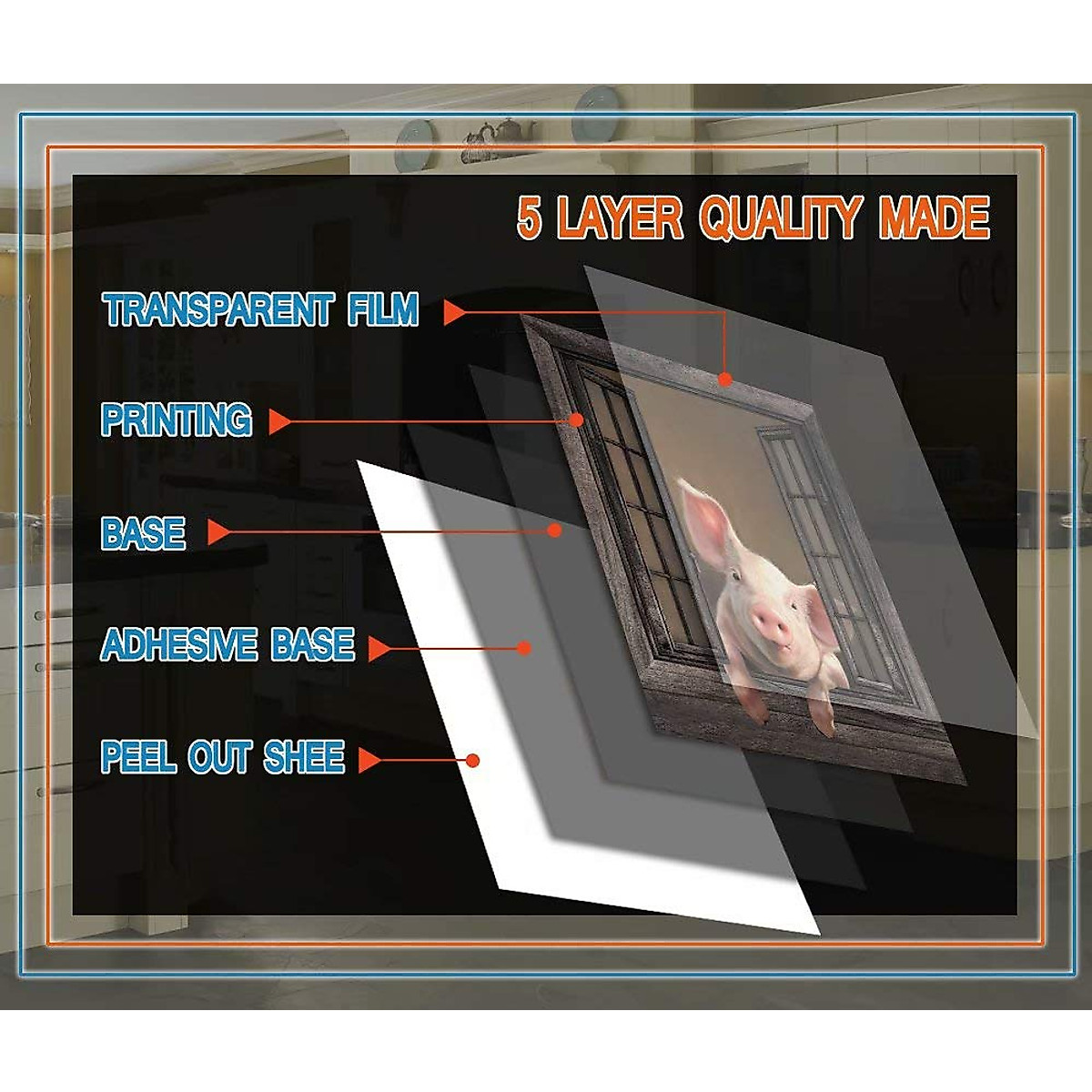 Magnetic Funny Pig Dishwasher Sticker Kitchen Cabinet Panels,Farm Window Refrigerator Door Cover Sheet,Animal Fridge Manget,Home Appliances Decor Decals 23"Wx17"H