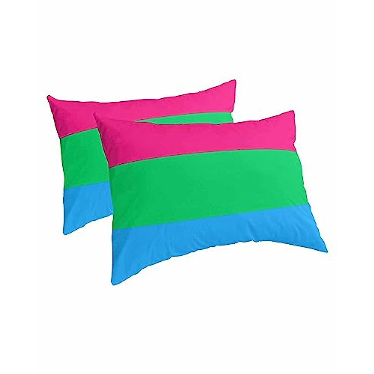 Edwiinsa Pink Green Blue Pillow Covers Standard Size Set of 2 20x26 Bed Pillow, Modern Abstract Art Aesthetics Striped Plush Soft Comfort for Hair/Skin Cooling Pillowcases with Envelop Closure