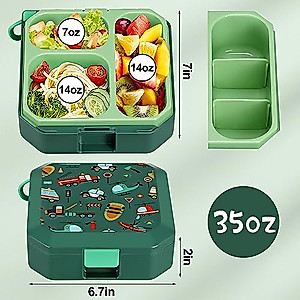 wiwens Bento Lunch Box for Kids, 35oz Leak-Proof 5 Compartment Lunch Container, BPA-Free, Food-Safe Materials, Ideal Portion Sizes for Ages 3-12 Girls Boys Toddlers for School