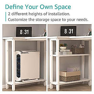 Lufeiya White L Shaped Computer Desk with Power Outlet Shelves, 40 Inch Small Corner Desk for Small Space Home Office, L-Shaped Desk PC Desks, White