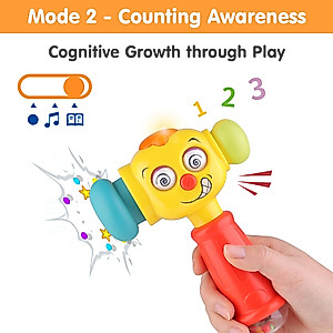 iPlay, iLearn Baby Musical Toys for 1 Year Old, Toddler Hammer Pounding Toy W/Lights and Sounds, Infant Key Sensory Teething, Learning Christmas Babies Gift for 12 18 Months 1-3 Yr Old Kid Girls Boys