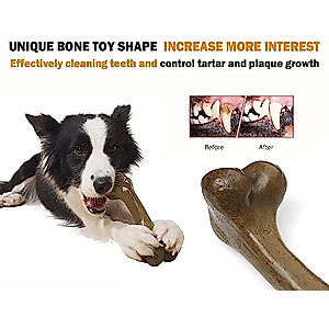 UXVA Dog Toys for Aggressive Chewers, Indestructible Dog Toys, Nylon Dog Bones, Durable Tough Puppy Teething Toys, Interactive Dog Toys for Medium Large Small Breed, Lifetime Replacement, Beef Flavor