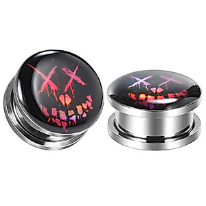 TBOSEN 8 Pcs Stainless Steel Screw Fit Epoxy Ear Plug Flesh Piercing Jewelry Ear Gauges 2g - 1-3/16 inch