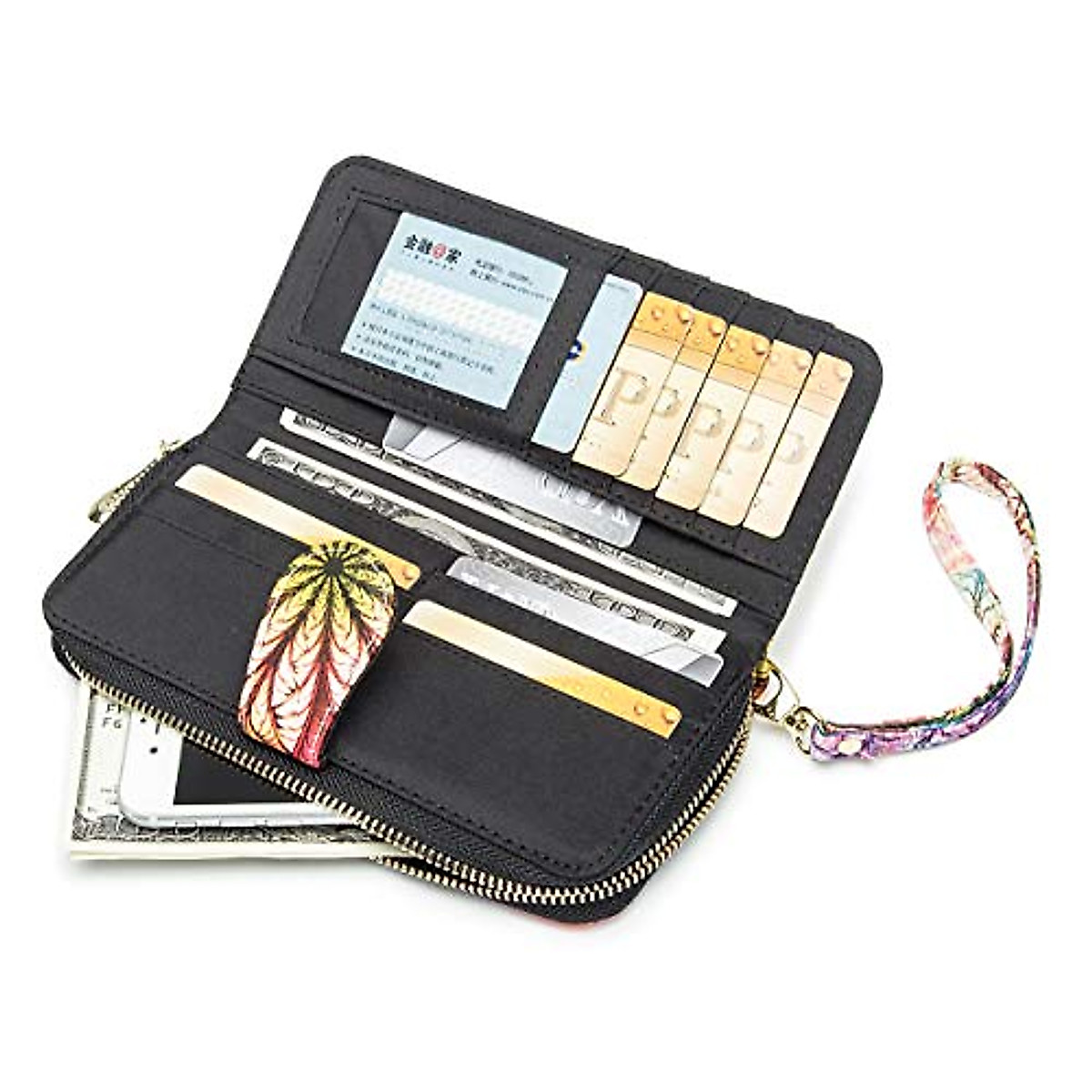 LOVESHE Women wallet RFID Blocking Purse Credit Card Clutch Zip Around Phone Clutch Large Travel Purse Wristlet Bohemian （YZ）
