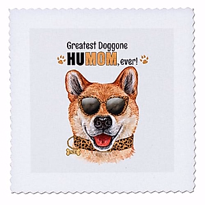 3dRose This Happy Shiba Inu Dog is Dressed for Mothers Day in Animal... - Quilt Squares (qs-379252-2)