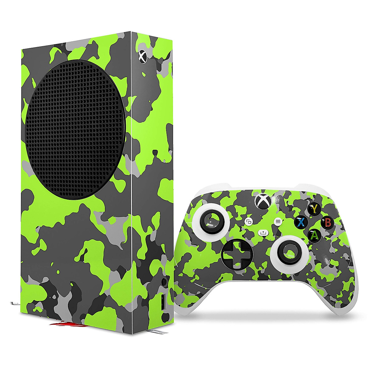 WraptorSkinz Skin Decal Vinyl Wrap compatible with the XBOX Series S Console and Controller WraptorCamo Old School Camouflage Camo Lime Green (GAMING CONSOLE NOT INCLUDED)
