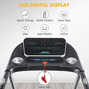 HYPATA Treadmill 300 lb Capacity,Max 2.5 HP Folding Treadmills for Running and Walking Jogging Exercise with 12 Preset Programs, 300 LBS Weight Capacity, Easy Assembly for Home Use