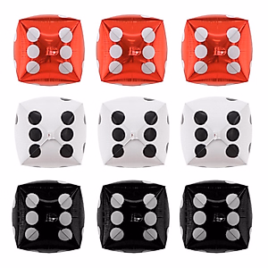 Large Dice Balloons,12 Inch Cube Foil Balloons,Dice Party Decorations,Inflatable Dice 4D Aluminum Mylar Balloon for Game Night Las Vegas Birthday Graduation Prom Party Supply (Mix 9pcs)