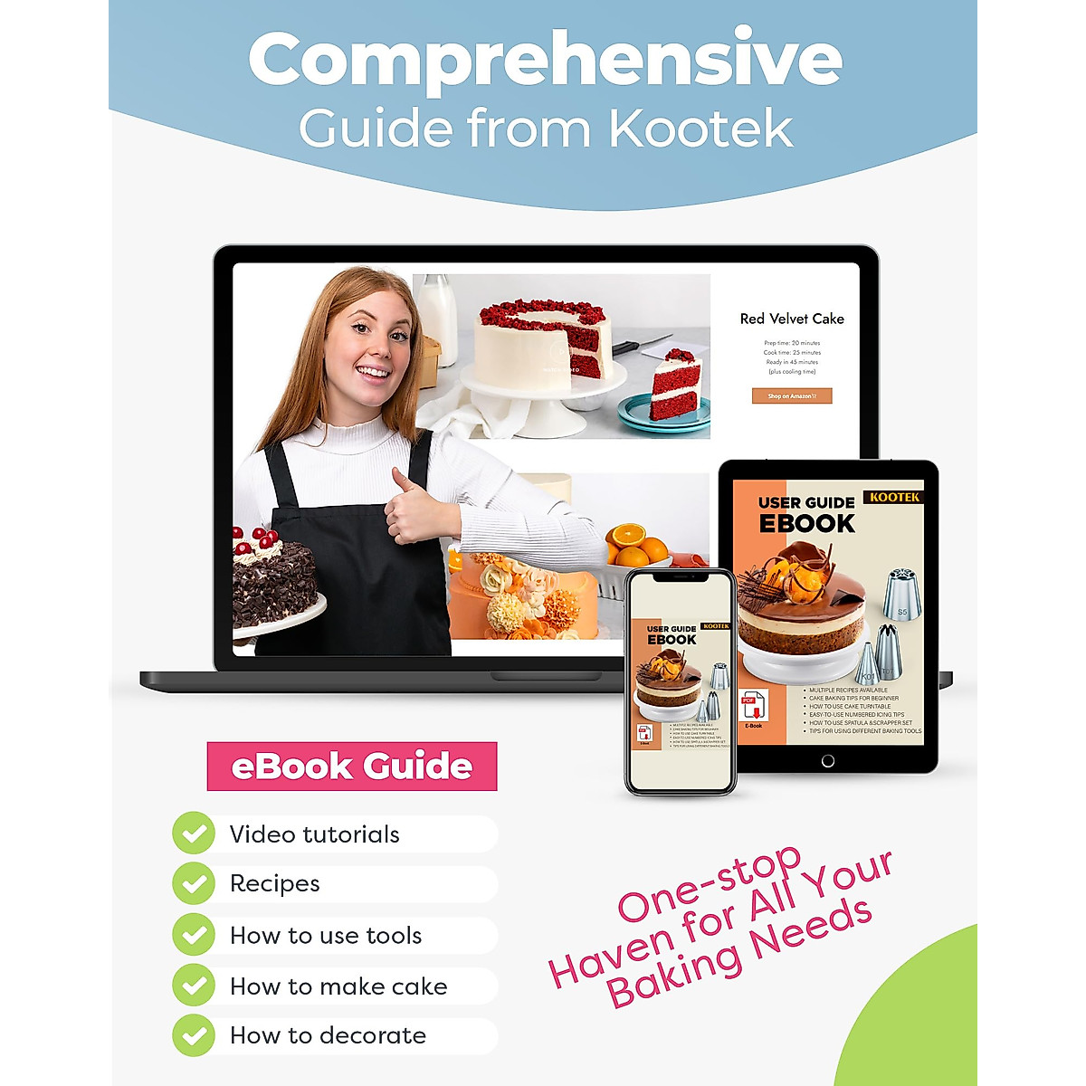 Kootek 32-Piece Piping Bags and Tips Set with 24 Icing Piping Tips, 2 Reusable Pastry Bags 12 Inch, Reusable Piping Icing Bags and Tips, Cake Decorating Kit for Frosting Cookie, Cupcake