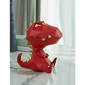HAUCOZE Candy Dish Cookie Jar Dinosaur Gifts Sculpture Modern Decor Statue Crafts Polyresin Figurine Arts Red 7.1inch