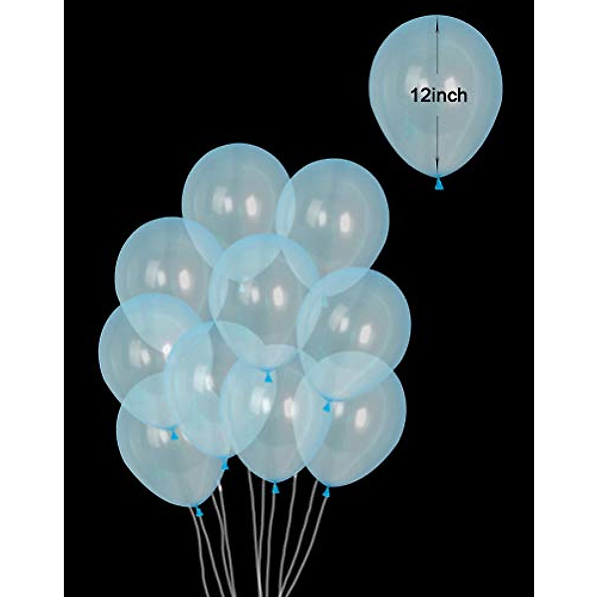AnnoDeel 100pcs Crystal Pastel Clear Balloon, 12 inch Thick Transparent Party Latex Balloon for Wedding Birthday Baby Shower Party Decoration (Blue)
