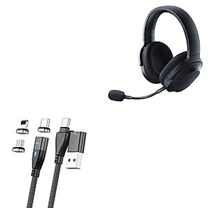 BoxWave Cable Compatible with Razer Barracuda X (2022) - MagnetoSnap PD AllCharge Cable (100W), Magnet PD 100W Charging Cable USB Type-C Micro USB for Razer Barracuda X (2022) - Jet Black