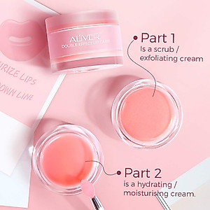 Lip Scrub Mask, Lip Sleeping Mask with Double Effect, Repair Lip Mask for Dry, Cracked Lips, Lip Moisturiser for Lip Treatment Care, Lip Repair Balm (Strawberry)