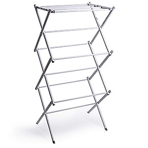 BINO 3-Tier Collapsible Drying Racks | White | Air Drying & Hanging | Foldable Portable Indoor & Outdoor | Space Saving Clothes Dryer Stand | Home Dorm Apartment Essentials