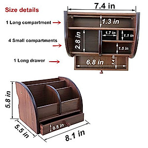 NA Desk organizer wood remote control holder with long drawer Office stationery storage and sorting organizer household small sundries storage box HeBen1025