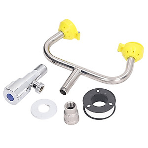 Eye Wash Kit, Continuous Faucet Mounted Eyewash Station with Cover, First AID Emergency Eye Flush Shower for Sink Attachment, Lab, Factory, Industry Site, Office and Home