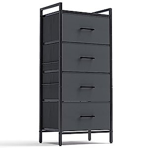 LINSY HOME 4 Drawer Dresser for Bedroom, Tall Dressers Storage Drawers, Tower Organizer Unit for Hallway, Entryway, Closets, Sturdy Steel Frame, Wood Top