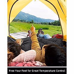 Ohuhu Double Sleeping Bag with 2 Pillows, Waterproof Lightweight 2 Person Adults Sleeping Bag for Camping, Backpacking, Hiking, with Carrying Bag (Black)