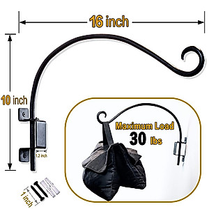 Lifyzoon Swivel Bird Feeder Hanger Hook: Swivel Hanging Plant Bracket Outdoor - Wall Mount Swivel Hanging Hook for Bird Feeder 16-Inch