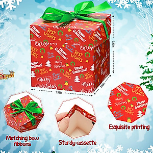 Cholemy 60 Pieces Christmas Gift Boxes with Lids Small Squared Boxes with Ribbon Xmas 4x4x4 Boxes Holiday Bow Box Gift Wrap Boxes for Christmas Party Favor Present, 12 Designs(Classic Style)