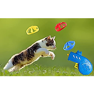18 Pieces Cat Fetch Toy with Colorful Flying Propellers Set, Cat Playing Tracking Interactive Toys for Kitten Indoor and Outdoor Chasing Training Hunting