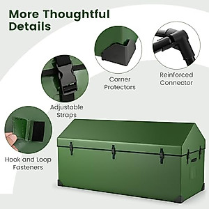 Goplus Outdoor Storage Box, 174 Gallon All Weather Outside Storage Container w/Convenient Handles & Breathable Mesh Vent, Large Waterproof Tarpaulin Deck Box for Poolside, Garden, Yard, Camping, Green