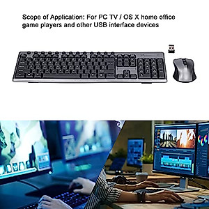 Wireless Keyboard, 104-key PC Notebook Keyboard Wireless Keyboard Mouse Set Gaming Keyboard Universal Computer Keyboard for Home Bedroom