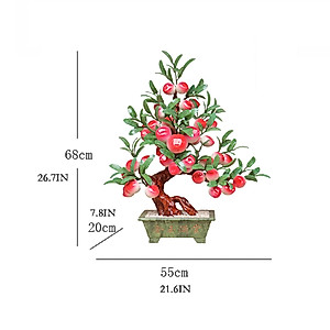 QTBH Fake Bonsai Tree Artificial Bonsai Tree - Jade Bonsai Decoration Artificial House Plants Jade Shou Peach Tree Bonsai Plant for Decoration Desktop Display Artificial Bonsai Tree