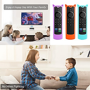 Wevove [3 Pack] Silicone Remote 3rd gen Cover with Lanyard, Anti-Slip Soft Silicone Protective Controller Case (Only Purple Glow in The Dark)