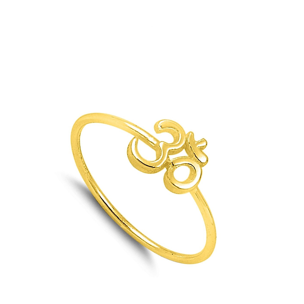 Gold-Tone Hindu Om Sign Yoga Ring New .925 Sterling Silver Band Size 7
