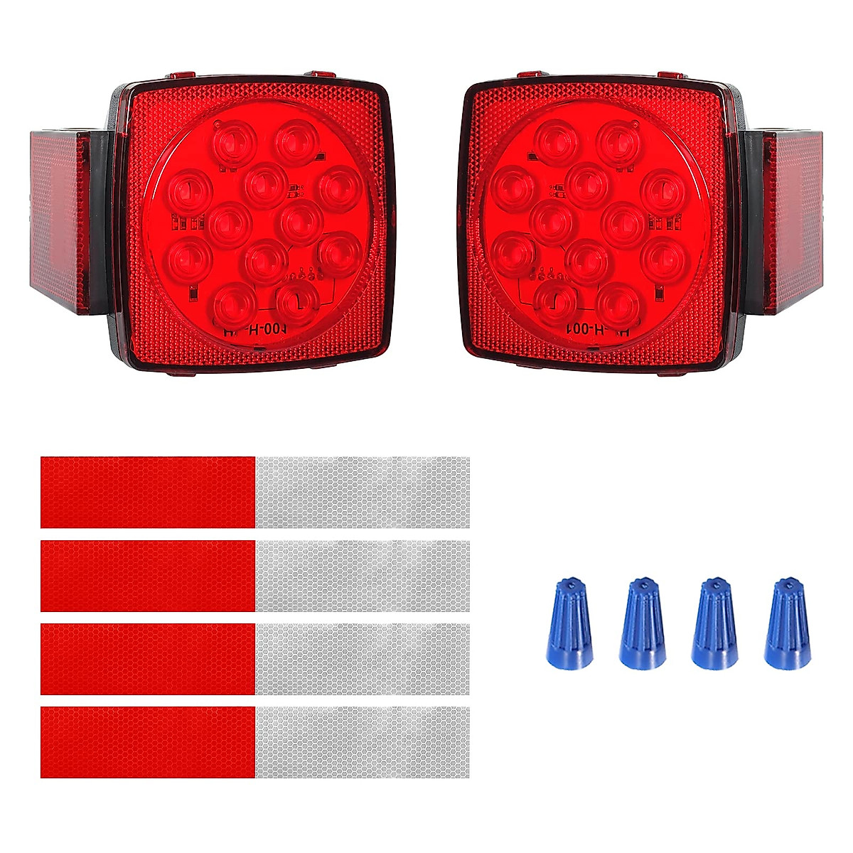 Gonice 2PCS Square LED Trailer Light Kit, Brake Stop Tail Running License Plate LED Light Lamp for 12V Camper Truck RV Boat Snowmobile Marine Under 80", DOT Compliant