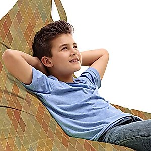 Ambesonne Retro Lounger Chair Bag, Geometric Rhombus Pattern with Faded Colors Vintage Effect Simplistic Tile Mosaic, High Capacity Storage with Handle Container, Lounger Size, Multicolor