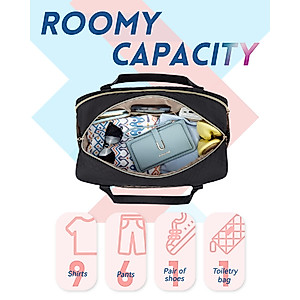 Travel Duffle Bag, BAGSMART Weekender Overnight Bag for Women Large Carry On Bag with Laptop Compartment, Shoes Bag (Black)