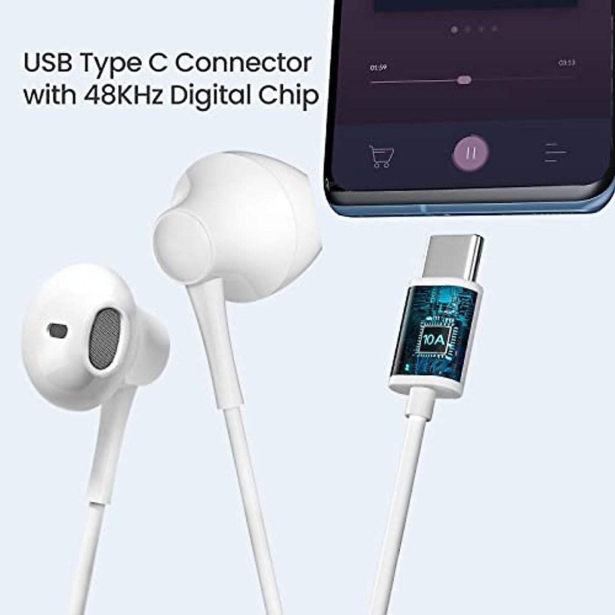 4 Pack USB C Headphones, Type C Earbuds Wired Earphones with Microphone, Remote Control in-Ear Headset for Samsung Galaxy S23/S22/S21/S20/Ultra Note 10/20, iPad Pro, Pixel 7 Android Smartphone