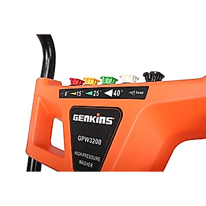 Genkins GPW3200 Gas Powered Foldable Pressure Washer 3200 PSI and 2.5 GPM, Soap Tank and Five Nozzle Set | Compact & Foldable