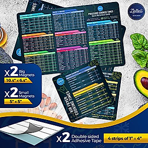 LOTTELI KITCHEN Air Fryer & Pressure Cooker Magnetic Cheat Sheet Set, Air Fryer Accessories Cook Times, Instapot Accessory Magnet Sheet Quick Reference Guide for Cooking and Frying (Black Bundle)