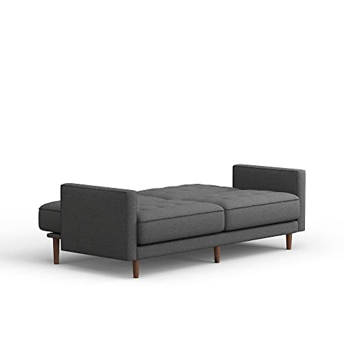 Glenwillow Home 81.5" Mies Square Arm Sleeper Sofa with 32-Button Tufting in MCM Vintage Design in Dark Grey